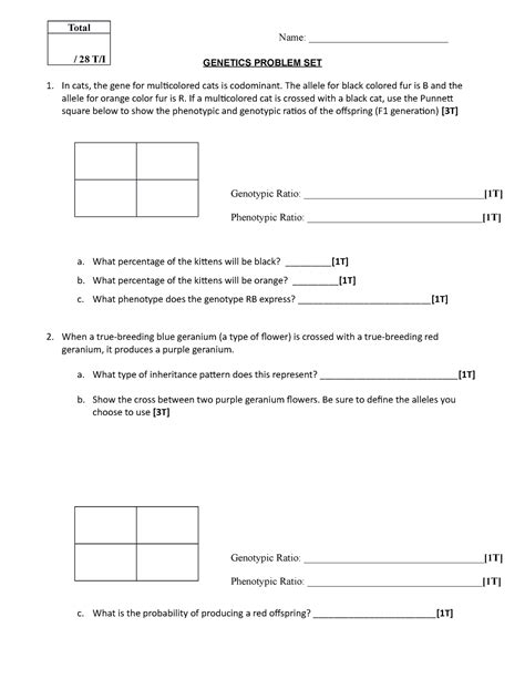 02 Genetics Problem Set Name Genetics