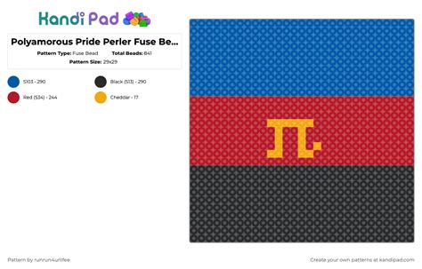 Polyamorous Pride Perler Fuse Bead Flag Fuse Bead Pattern Kandi Pad