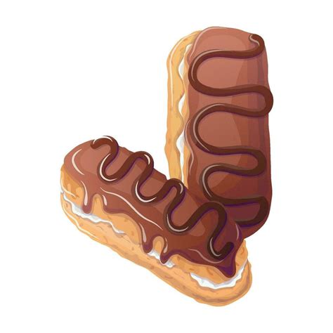 Chocolate Eclairs In Cartoon Style Vector Illustration For Poster Banner Website