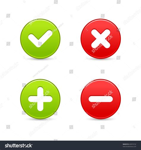 Smooth Web Buttons Of Validation Icons With Shadow On White Background Bitmap Copy My