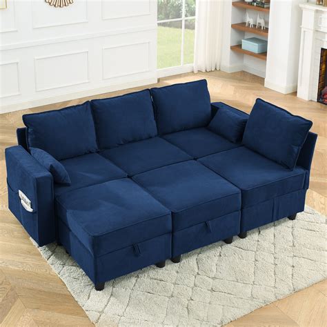 Modular Velvet Upholstered Sofa Set Sectional Sofa Convertible Loveseat
