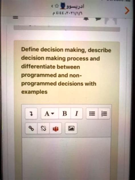 Solved Define Decision Making Describe The Decision Making Process