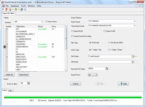 withdata oracletoexcel main window withdata software withdata