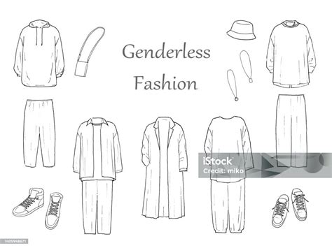 Pen Drawing Set Of Genderless Fashion向量圖形及更多一組物體圖片 一組物體 個人飾物 個性
