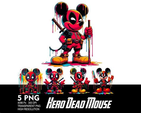 Mickey Superhero Dead Mouse 5 Png Design For Sublimation Png 300dpi