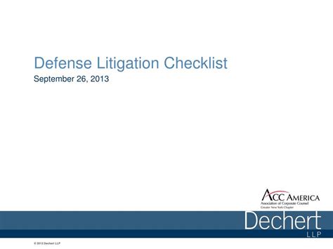 Ppt Defense Litigation Checklist Powerpoint Presentation Free
