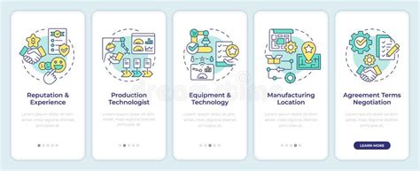 Choosing Right Contract Manufacturer Onboarding Mobile App Screen Stock Vector Illustration Of