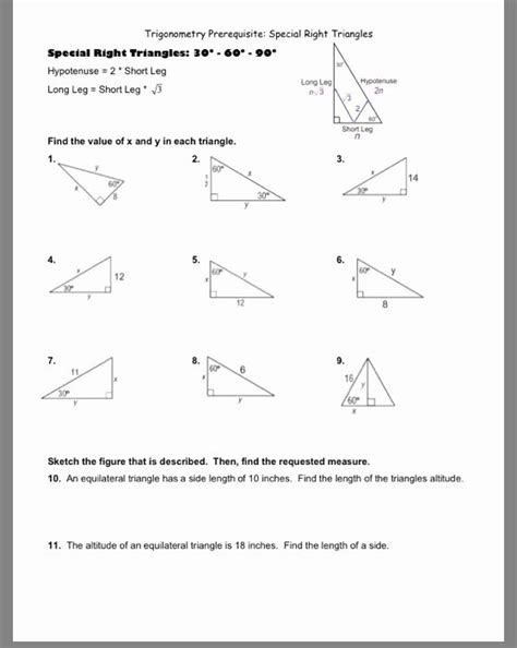 Special Right Triangles Practice Worksheet Beautiful Solved