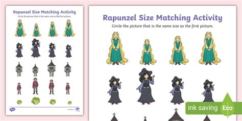 Rapunzel Size Matching Worksheet Teacher Made Twinkl
