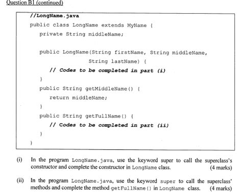 Solved B Based On The Following Java Class Myname The