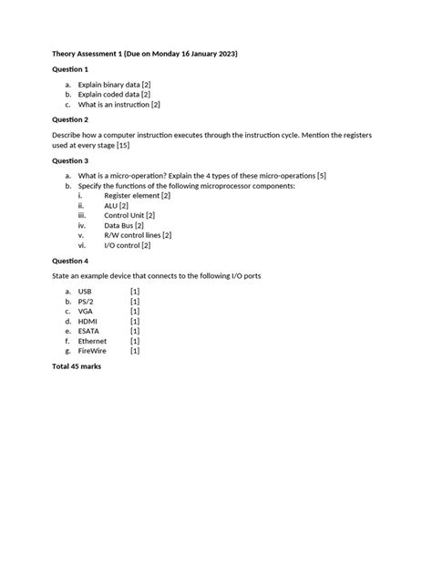 Assignment Computer Architecture And Servicing Pdf Computer Science Electrical Engineering