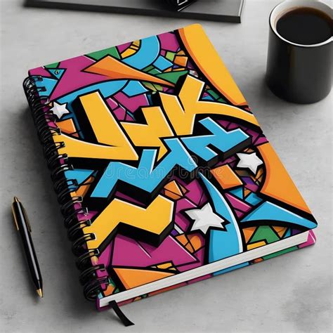 Street Art Graffiti Notebook Mockup For Urban Creatives Stock