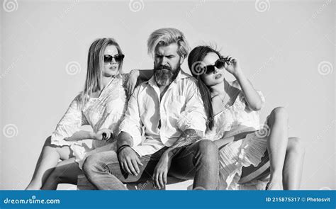 free time friendship and love relations one man and two girls feel