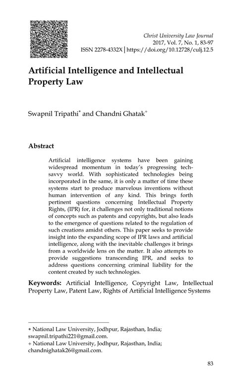 Pdf Artificial Intelligence And Intellectual Property