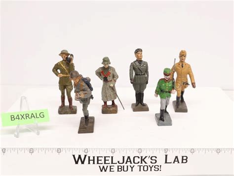 6 German Soldiers 3 Elastolin Lineol Marching Toy Figures Vintage Wheeljacks Lab