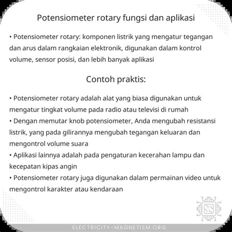 Potensiometer Rotary Fungsi Dan Aplikasi Electricity Magnetism