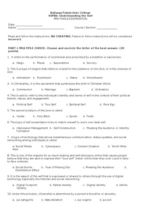 Prefinals Test Materials Baliwag Polytechnic College Ssp86