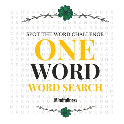 Mindfulness One Word Word Search Puzzle Book 100 Calming Large Print