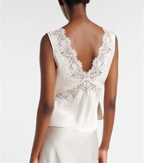 Top Emmie De Satén Con Encaje En Blanco Rixo Mytheresa