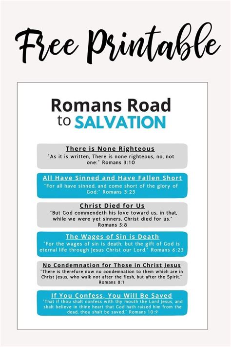 The Romans Road To Salvation Free Printable Salvation Scriptures Good Scriptures Scripture