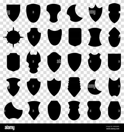 Collection Protection Emblem Set Of Black Heraldic Shield Icon Vector