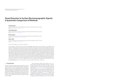 Pdf Onset Detection In Surface Electromyographic Signals A
