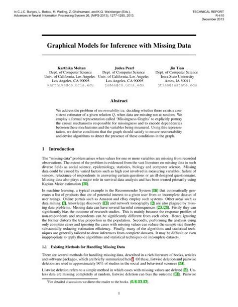 Missing Data As A Causal Inference Problem Ucla Computer Science