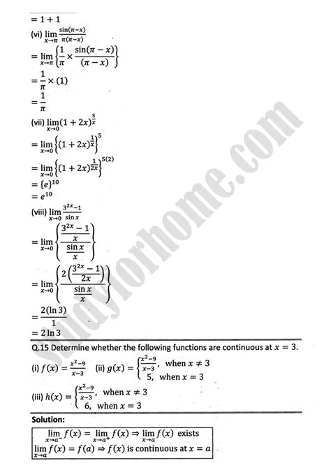 Review Exercise 2 Functions And Limits Mathematics 12th