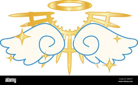 This Is A Illustration Of Divine Angel Wings With Halo Stock Vector