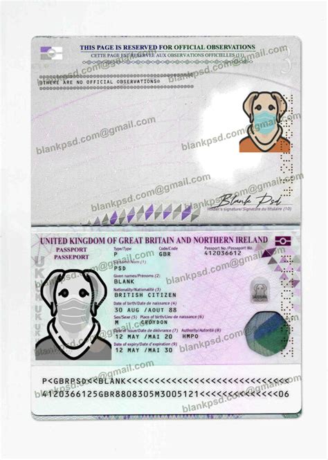 Fake Uk Passport Template New V3 Blank Psd