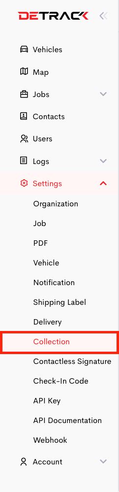 how to customize import export headers for collections detrack
