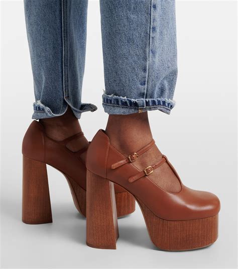 Chloé Leather Platform Mary Jane Pumps Chloe