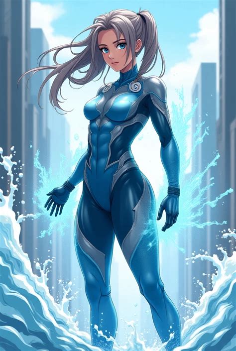 Create A Female Superhero Costume With The Superpower To Control Water