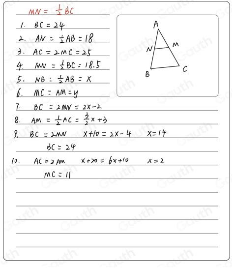 solved lesson midline theorem exercises activities activity 1 m and n