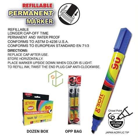 Gsoft Permanent Marker Refillable Inc Pack