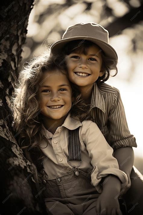 Premium Photo Sibling Bonding Under A Trees Shade