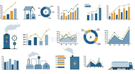 A Collection Of Charts And Illustrations Depicting Energy Production And Data Analysis Stock