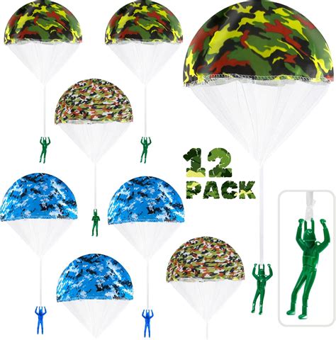 12 Pcs Army Parachute Toys Action Figures Toys Hand Throwing Camo Men Soldiers Toy Tangle Free