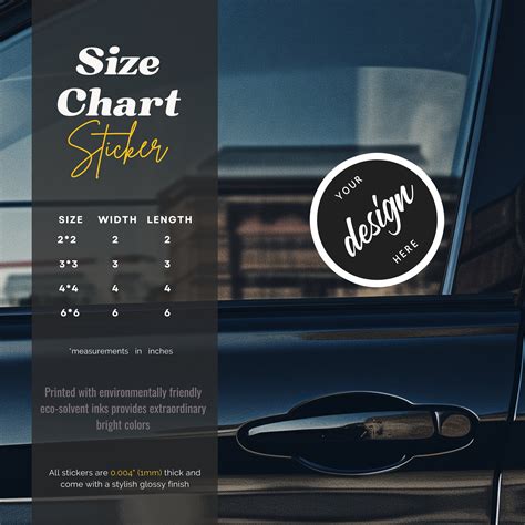 Printify Sticker Size Chart Mockup Sticker Size Chart Mockup Etsy
