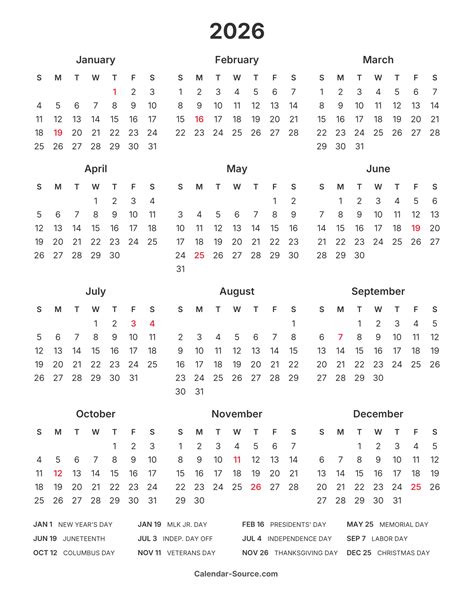 Días Festivos Federales 2026
