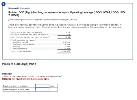 solved 1 requlred informationproblem 5 30 algo ﻿graphing