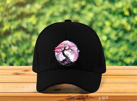 Japanese Blossom Sakura Aesthetic Art Dtf Printed Cotton Baseball Cap