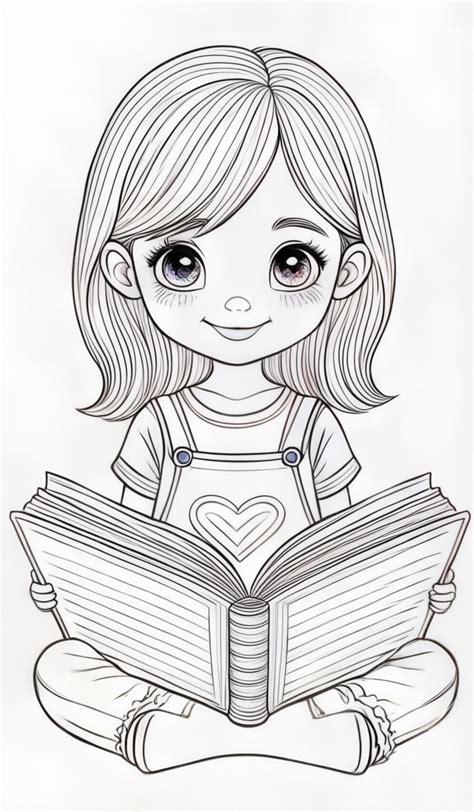 A Drawing Of A Girl Reading A Book Called A Girl Premium Ai Generated