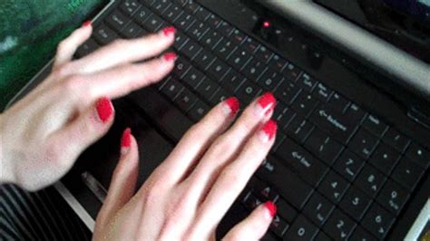Sexy Long Finger Tapping Red Nails Typing Marveletta Pleases