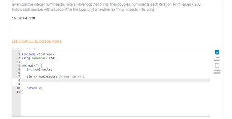 Solved Given Positive Integer Numlnsects Write A While Loop Chegg Com