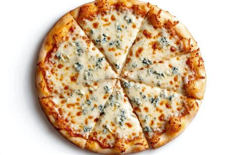 Delicious Cheese Pizza With Melted Mozzarella And Blue Cheese On A