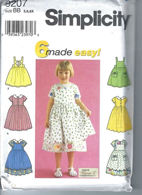 Uncut Simplicity Sewing Pattern 9207 Simplicity Girl Dress Size 5 6 6x