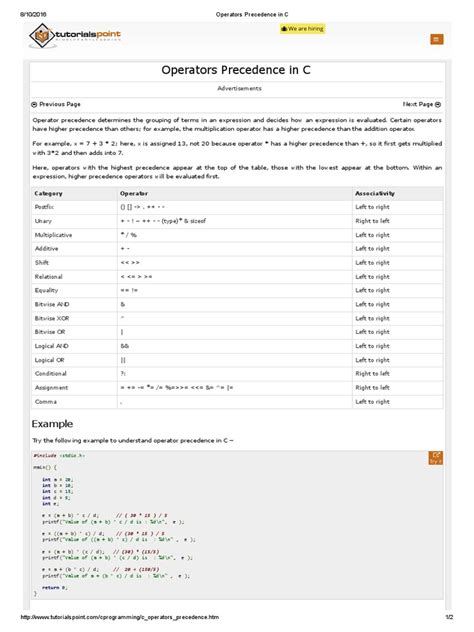 Operators Precedence In C Pdf Teaching Methods And Materials