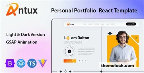 antux personal portfolio react template premium