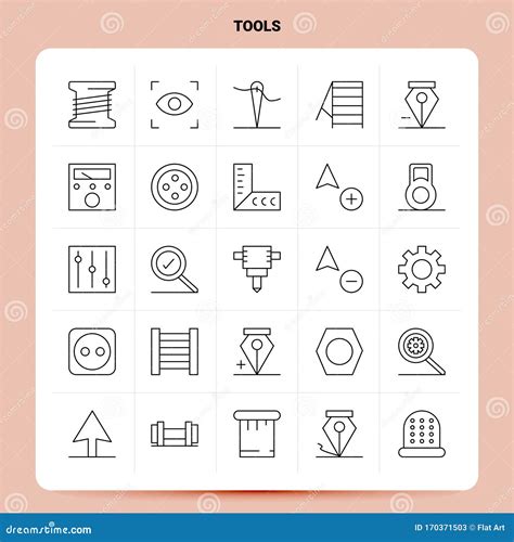 Outline 25 Tools Icon Set Vector Line Style Design Black Icons Set Linear Pictogram Pack Stock